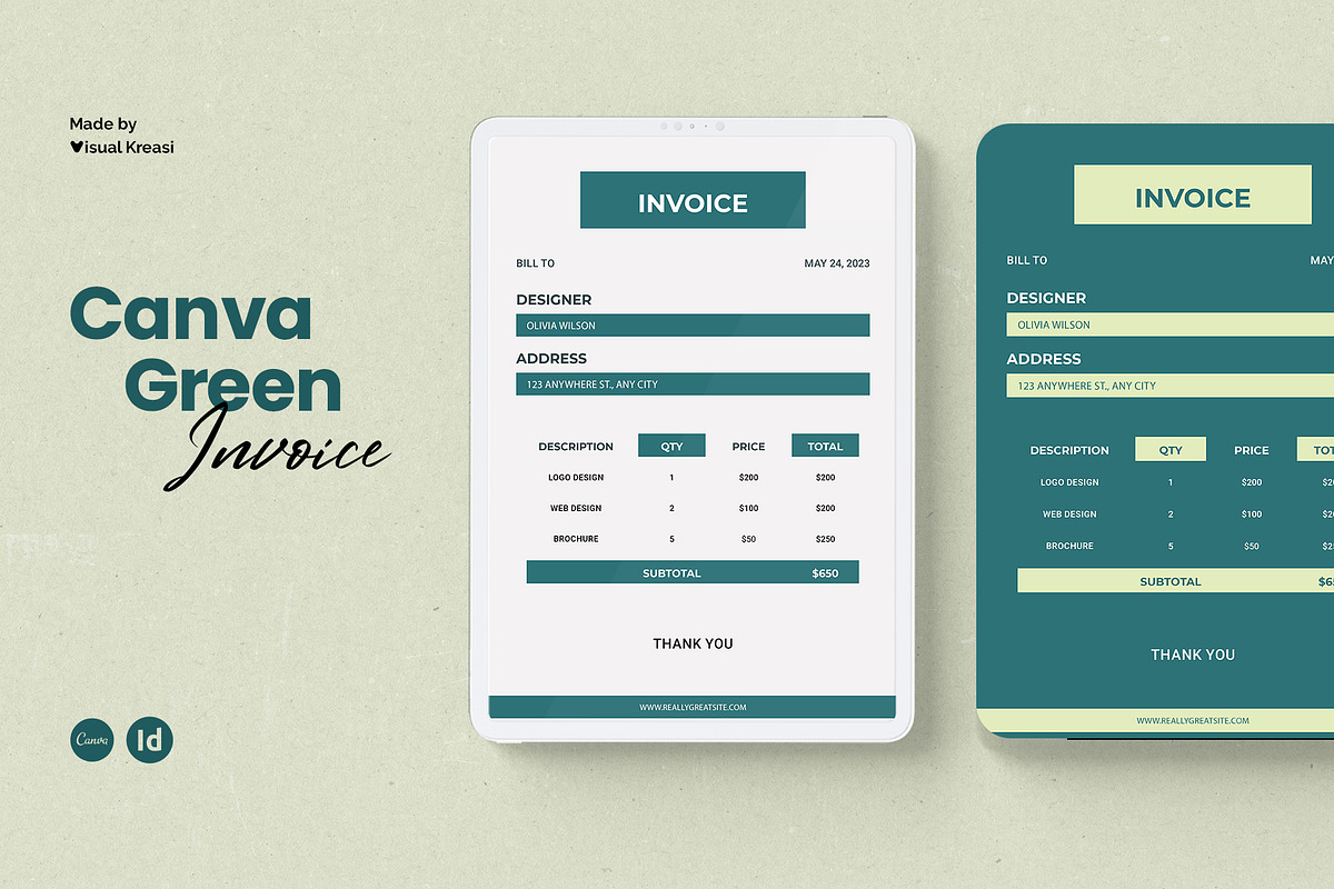 Canva Invoice Green Color