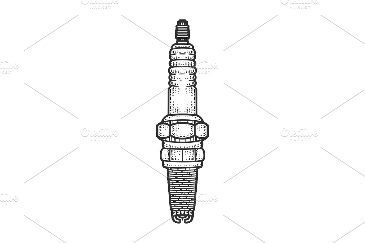Spark plug sketch vector, an Object Illustration by AlexArt