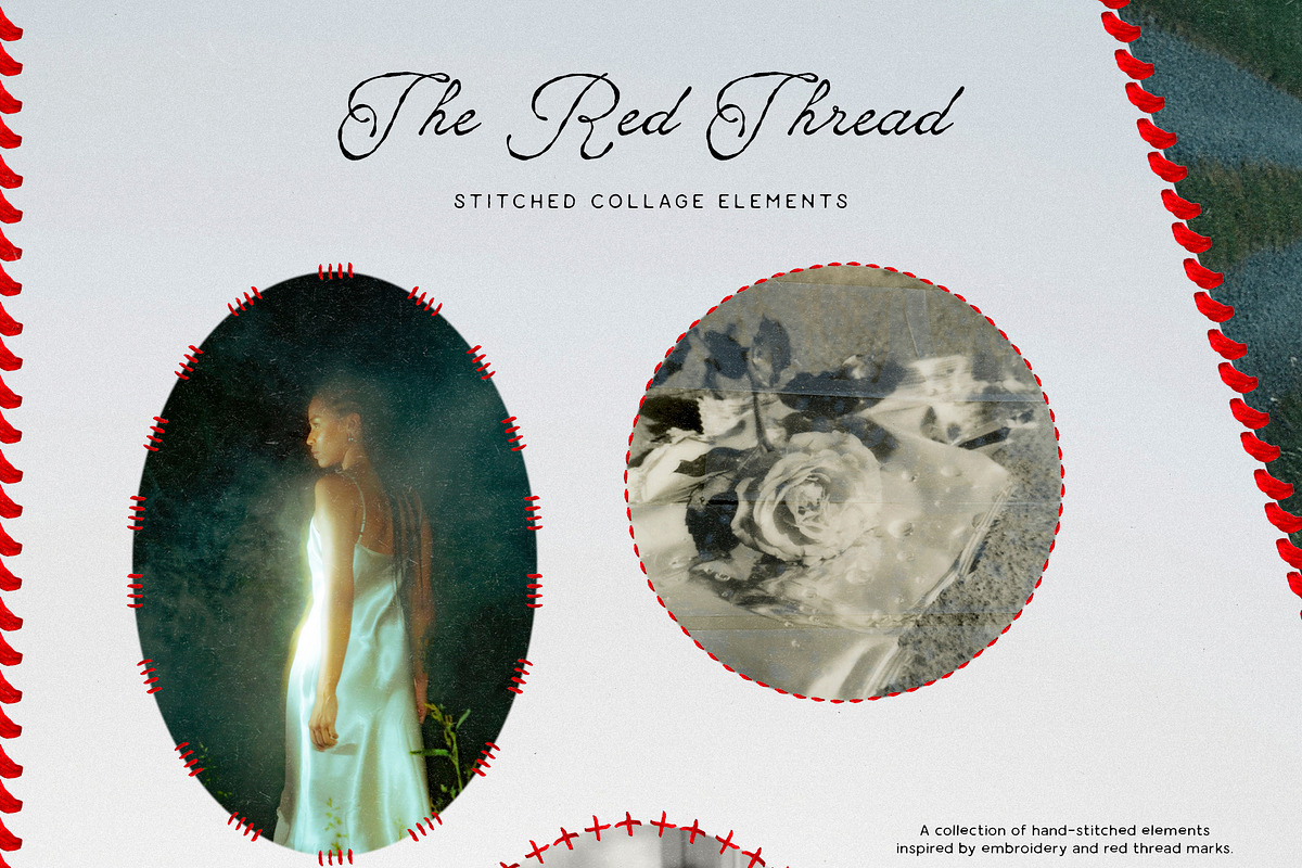The Red Thread: Stitched Collage
