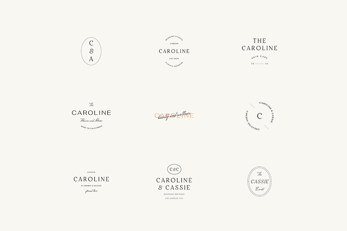 Caroline Minimal Logo Kit Ai,Eps,Psd, a Branding & Logo Template by ...