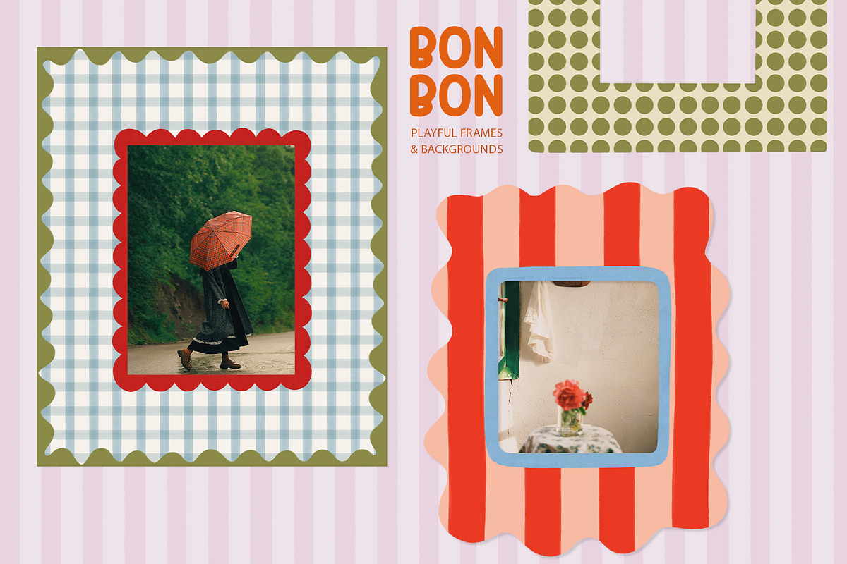 Bonbon Playful Frames & Backgrounds, an Object Graphic by alonahaidash
