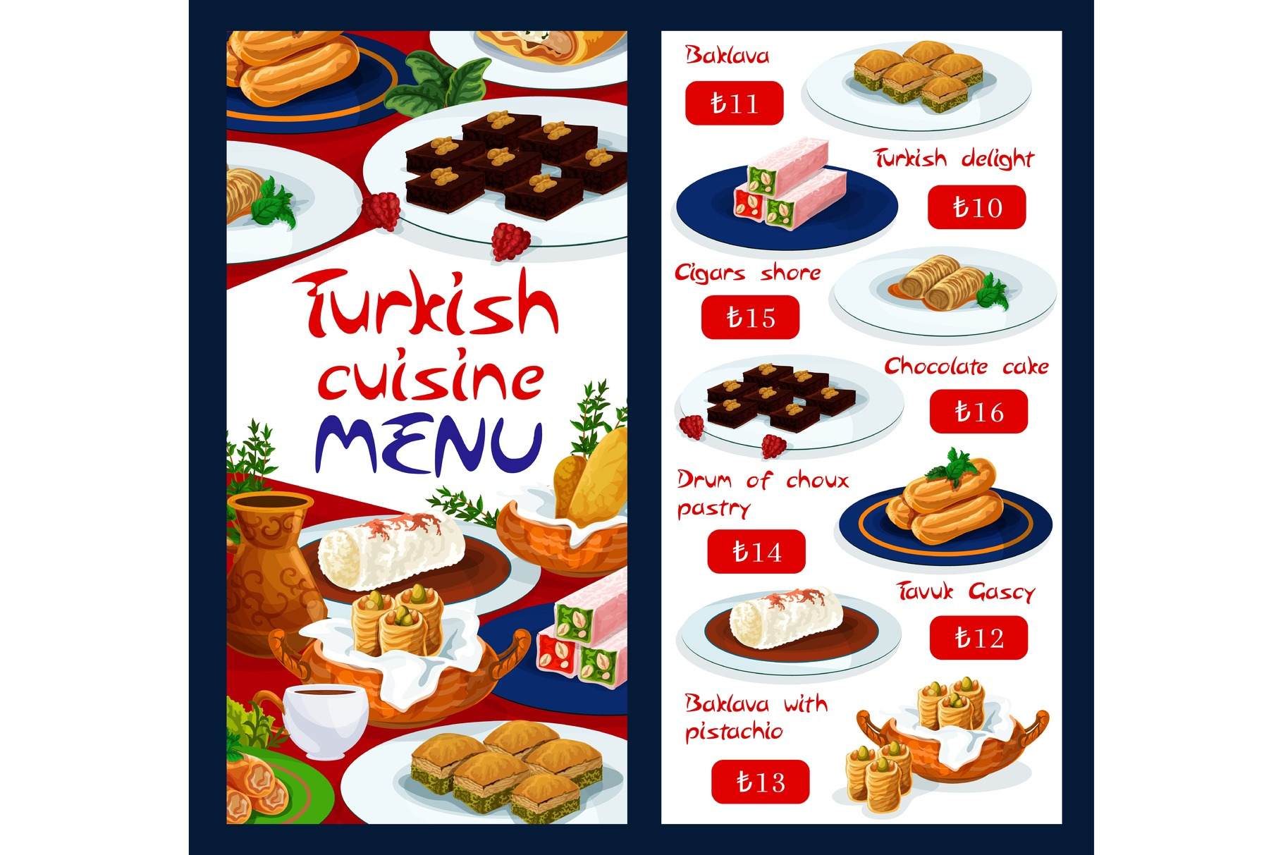 Turkish cuisine food menu | Food Illustrations ~ Creative Market