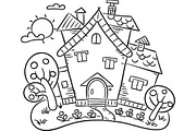 Outline cartoon kids illustration, an Illustration by Bubert Art