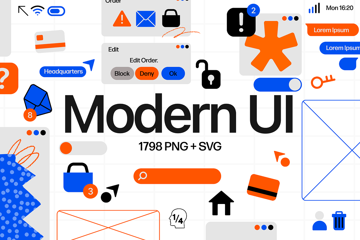 Modern UI Elements, an Object Graphic by Headquarters | Creative Market