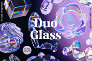 Colorful 3D Duo Glass Shapes Pack, a Graphic by LarysaZabrotskaya