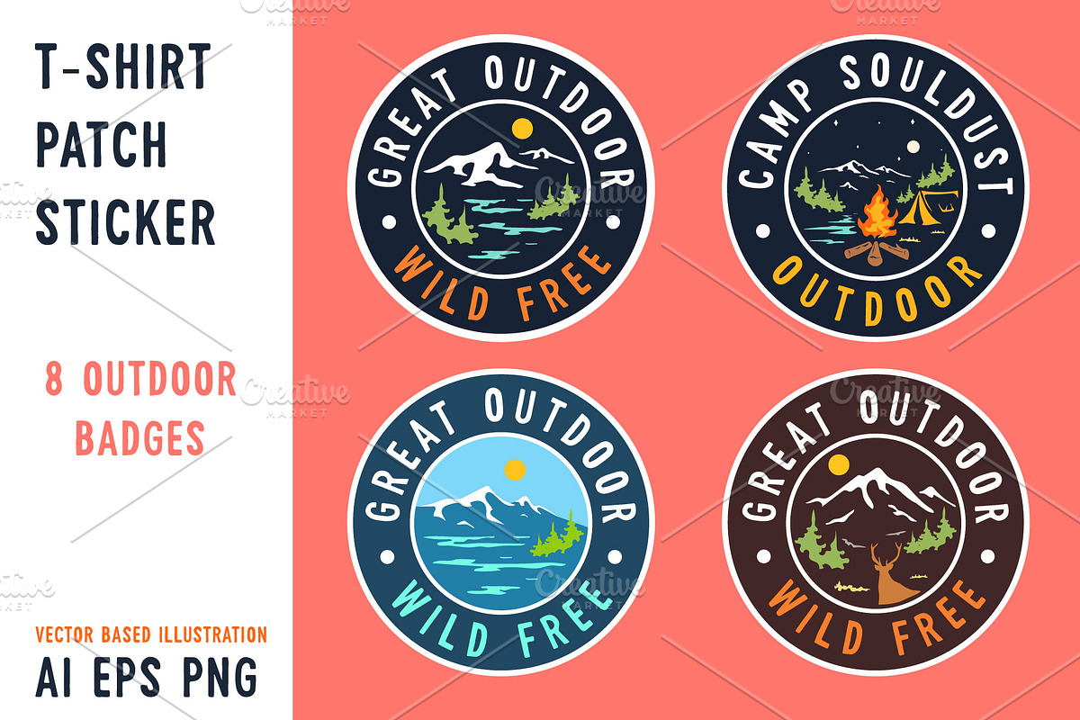 Outdoor Badges mountain illustration, an Illustration by youken