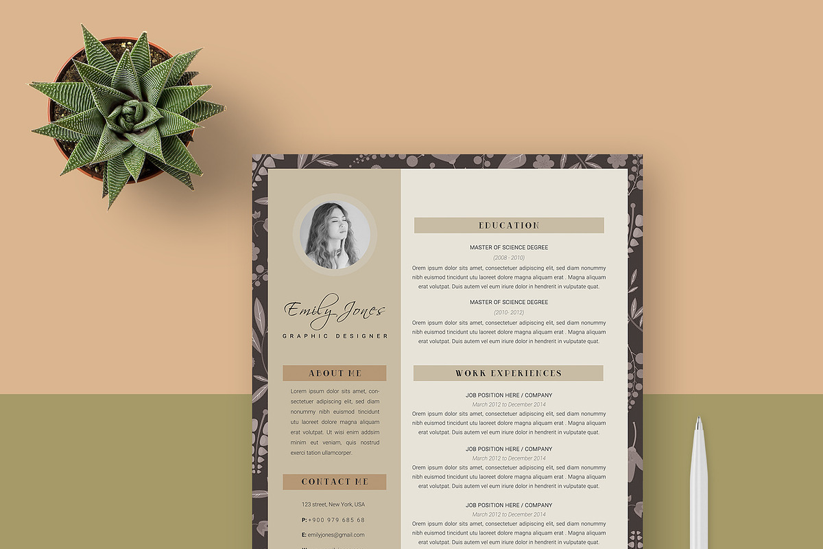 Simple Pattern CV-Resume Template *C, a Resume Template by Showy68 Template