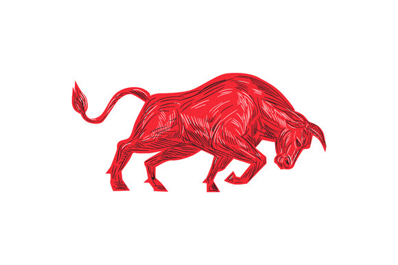 Bull Charging Drawing, an Animal Illustration by patrimonio