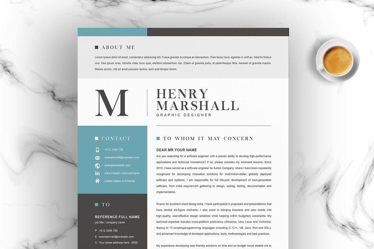 1 Page Resume with Cover Letter, a Resume Template by ResumeInventor