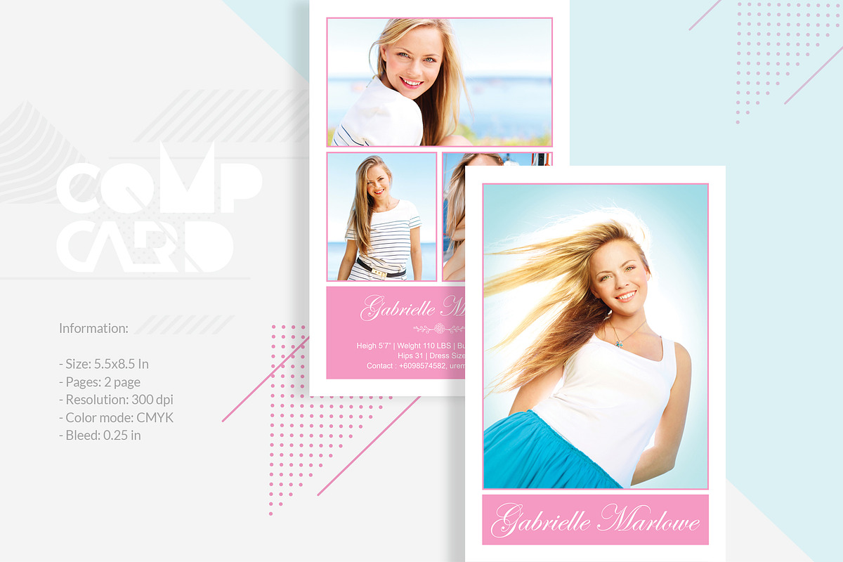 Fashion Model Comp Card Template, a Card Template by TemplatesForest