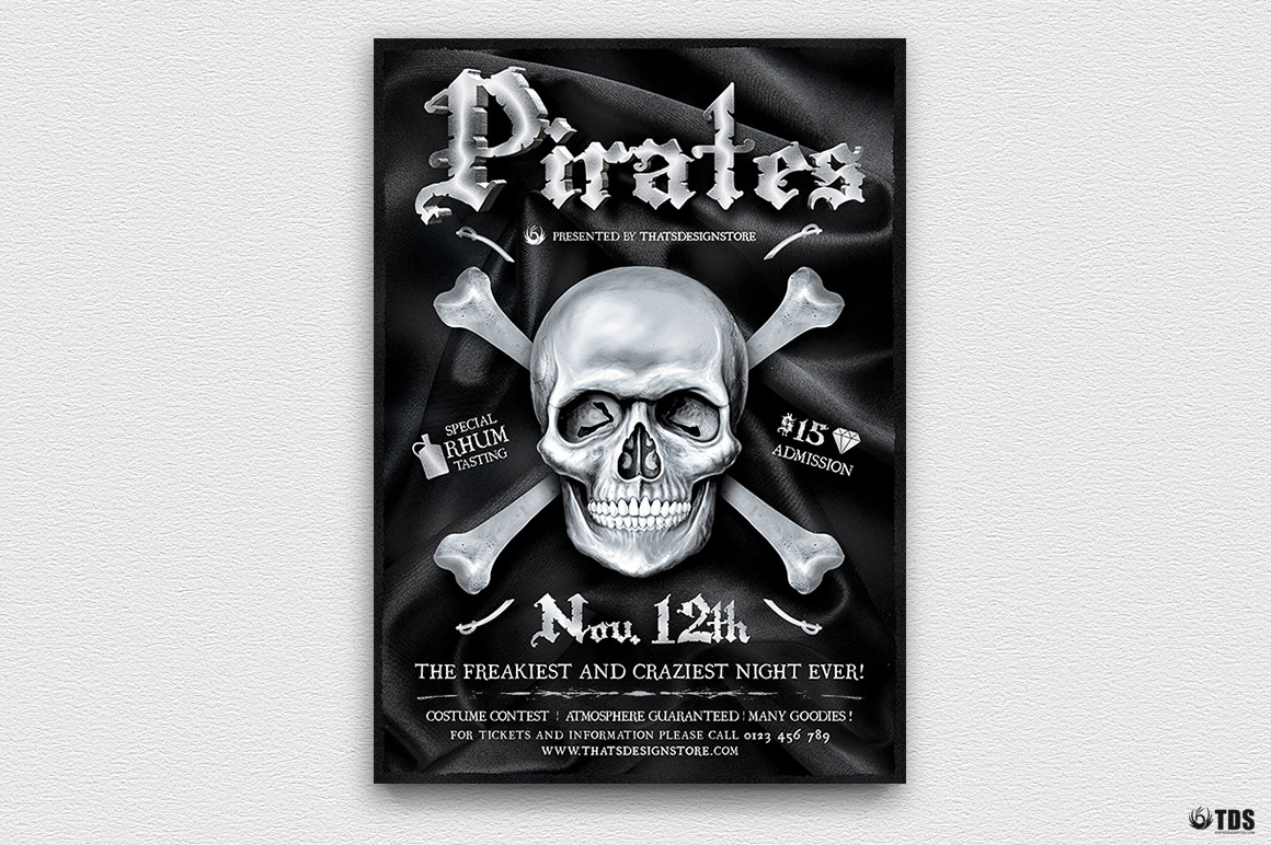 Pirates Party Flyer Template, a Flyer Template by ThatsDesign Art