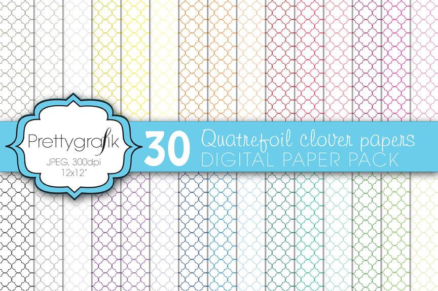 Quatrefoil clover digital paper, a Pattern Graphic by PrettyBundles