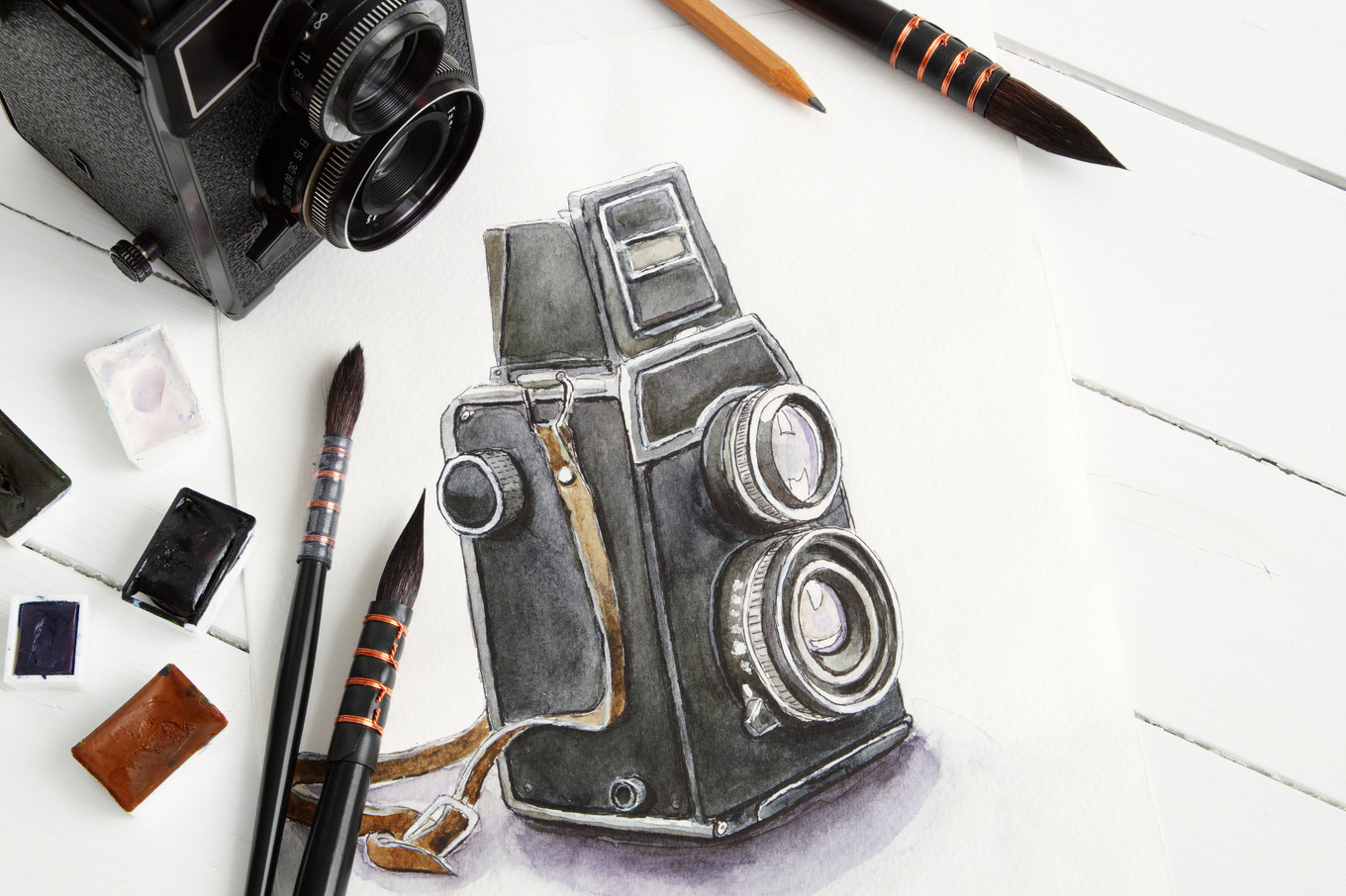 Sketch of camera, old camera, paints, an Arts & Entertainment Photo by ...