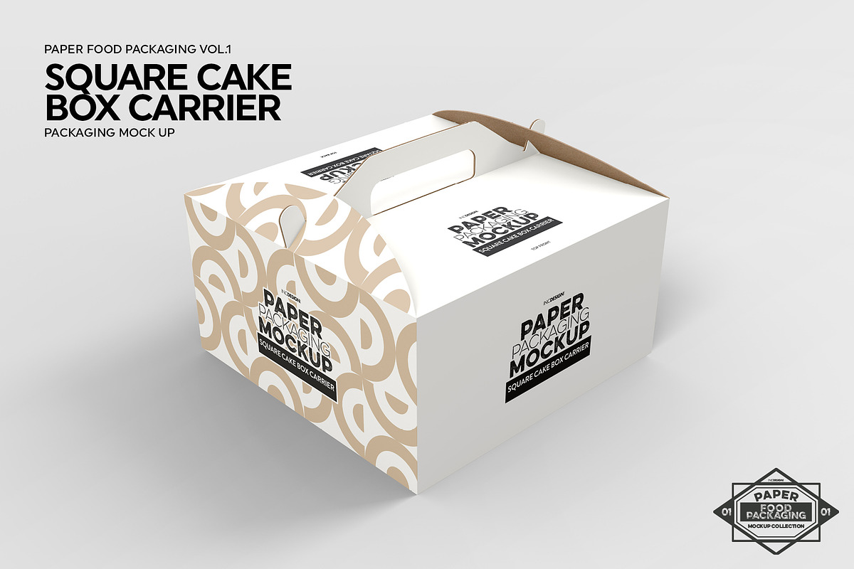 Square Cake Carrier Packaging Mockup, a Packaging Mockup by INCDesign
