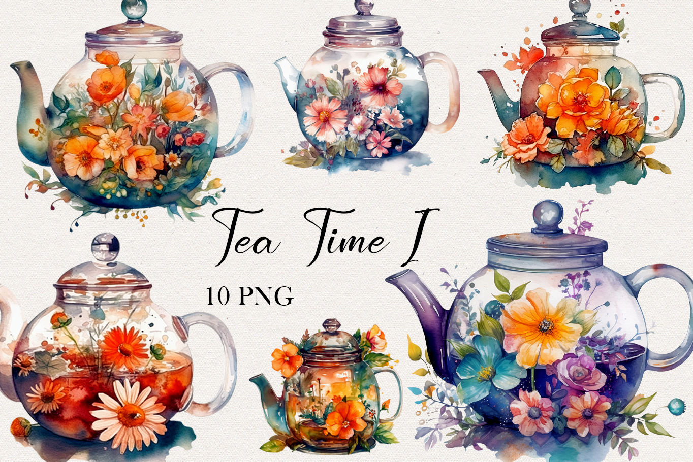 Watercolor Tea Time Clipart, a Food Illustration by BonbonnyDesigns