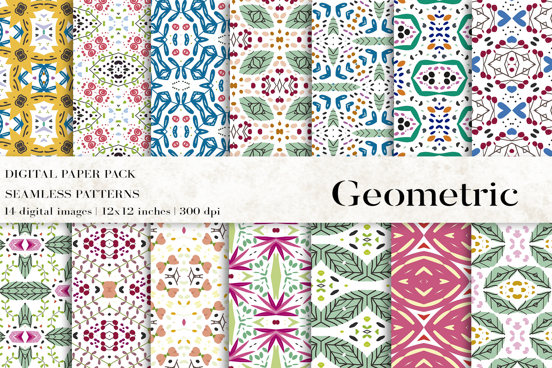 Geometric Digital Papers, a Pattern Graphic by BonaDesigns