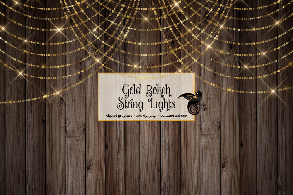 Gold Bokeh String Lights Clipart, an Object Graphic by Digital Curio