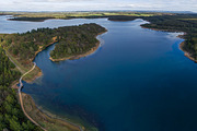Panorama of devilbend reservoir lake featuring fluffy, forest, and ...