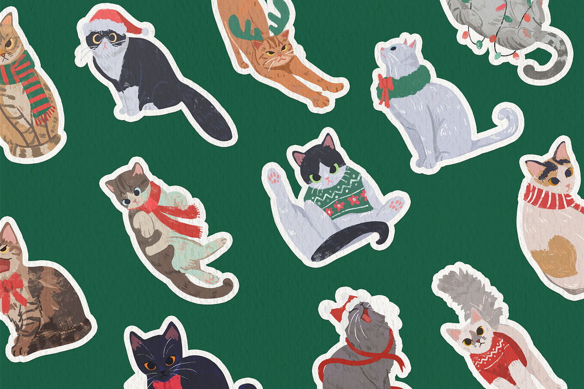 Christmas Cat Clipart Collection