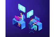 Cold calling isometric 3D concept, an Education Illustration by Visual ...