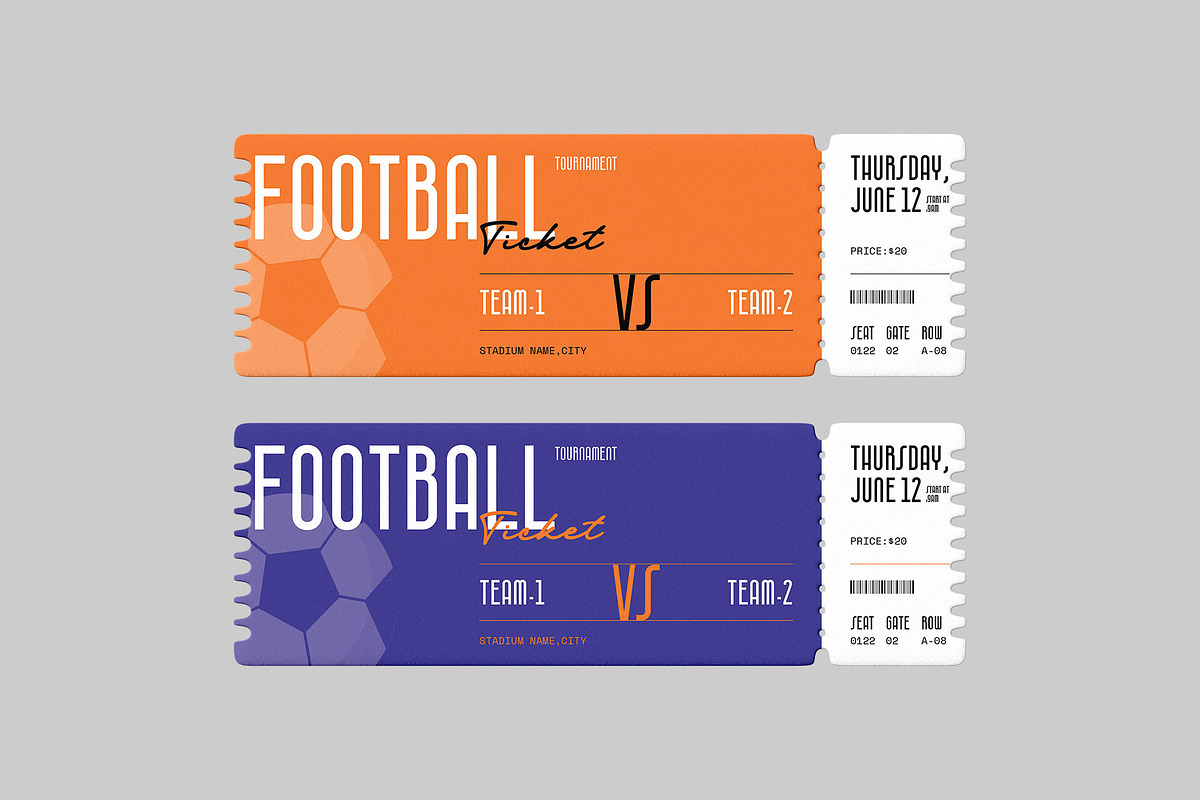 Football Match Ticket Template, a Stationery Template by DesignCrest