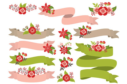 Vector Floral Ribbons, an Illustration by TheCreativeMill