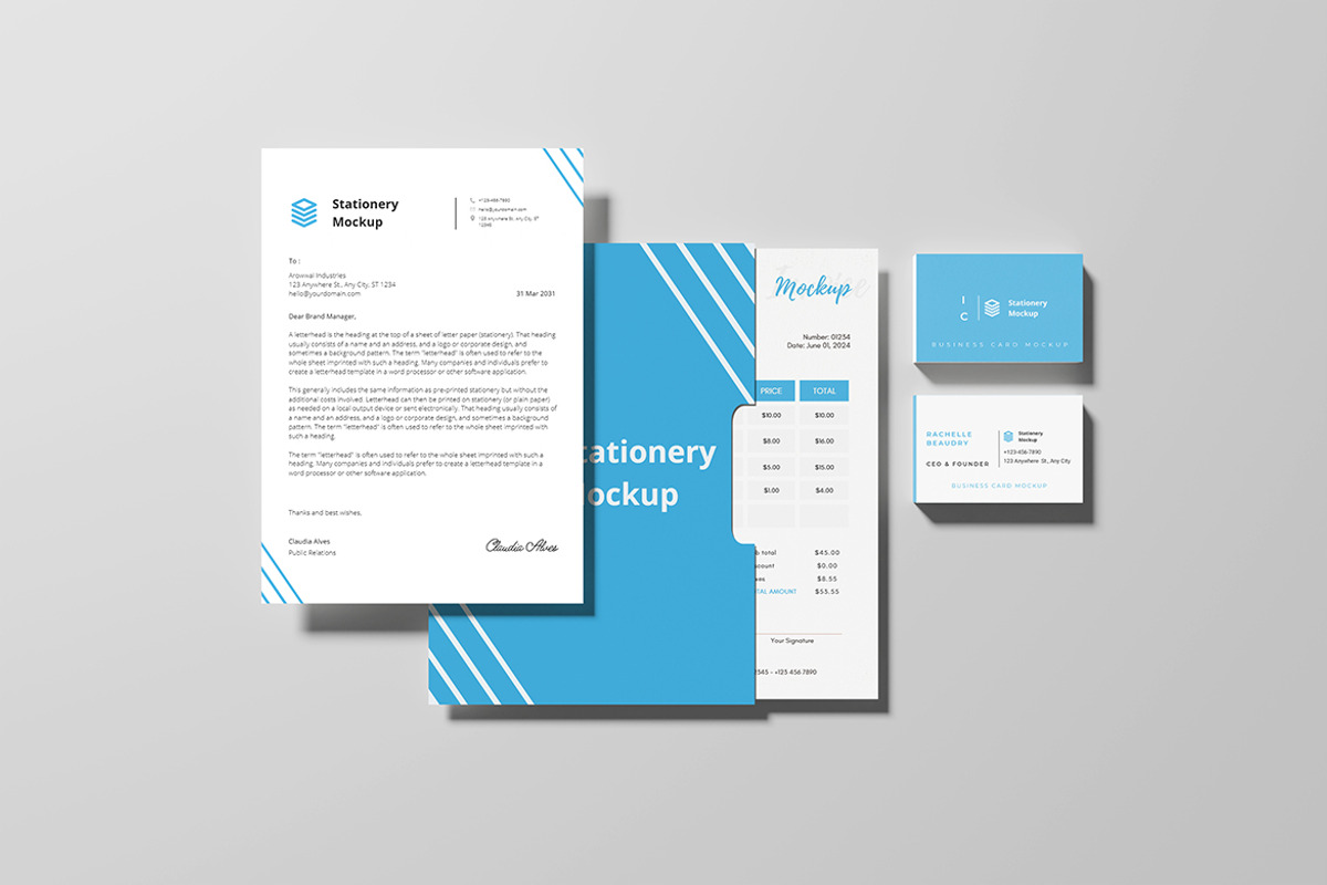 Clean Stationery Kit Mockup