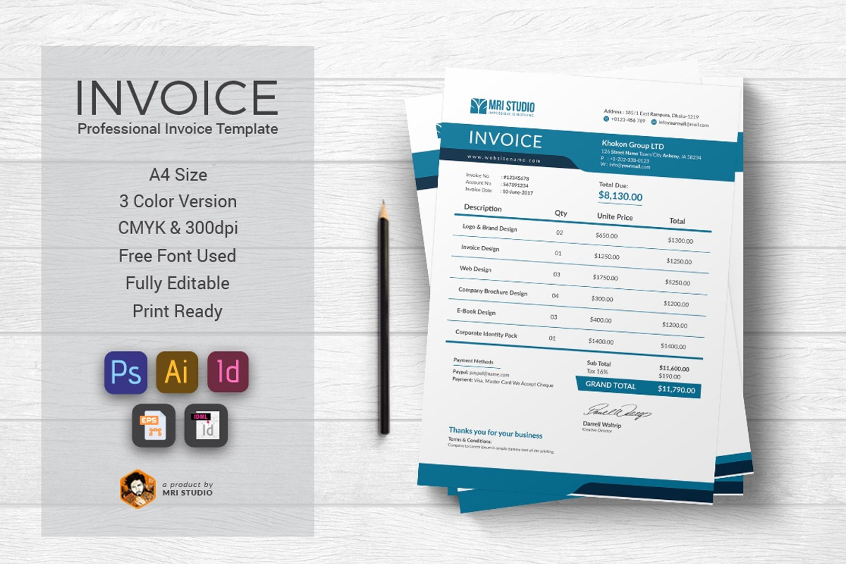 Invoice, a Stationery Template by MRI STUDIO