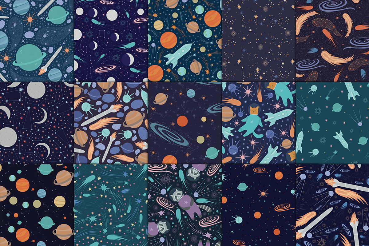Space Dreams patterns, a Pattern Graphic by Piñata