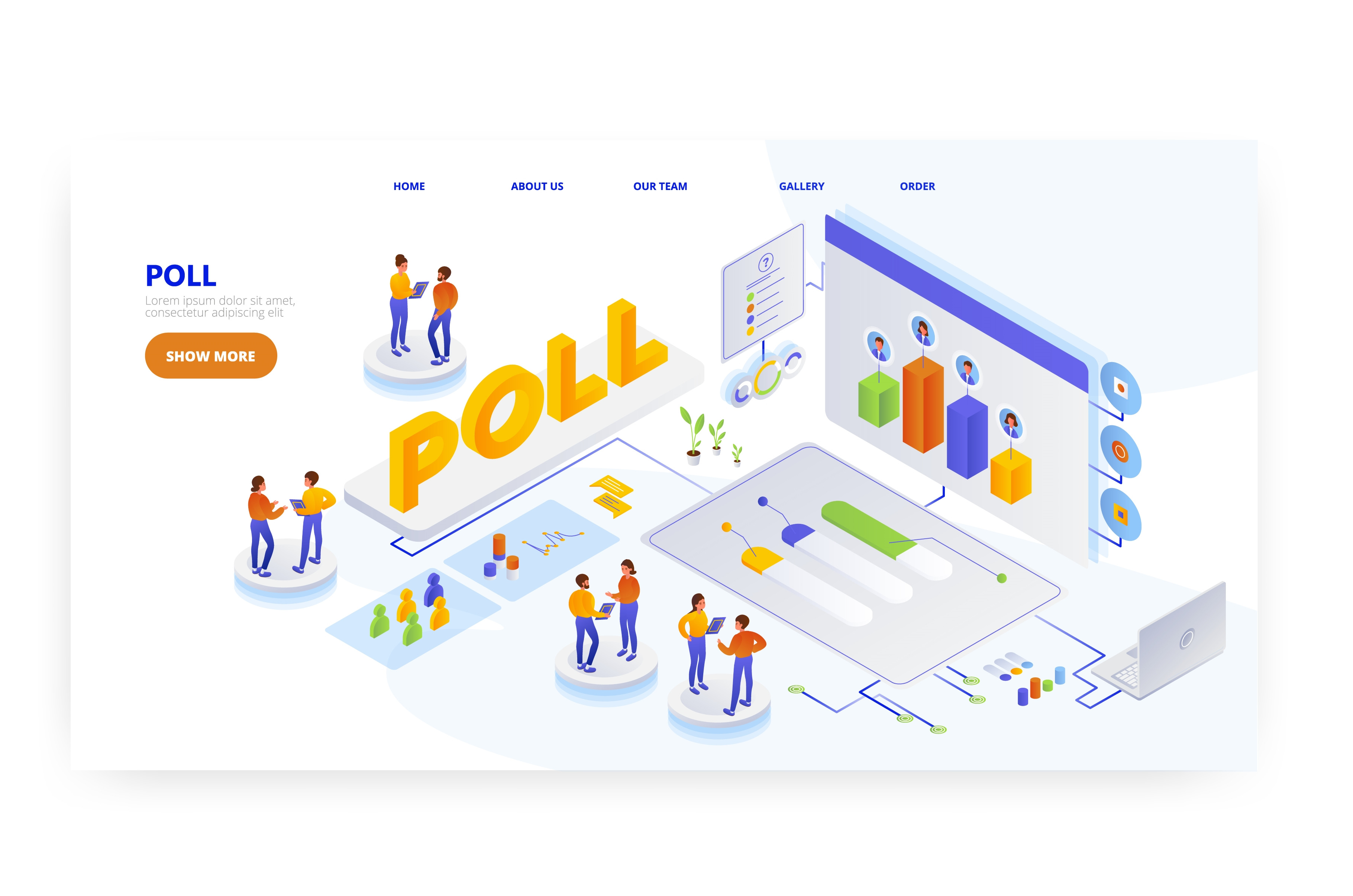Exit poll, landing page design, a Person Illustration by ...