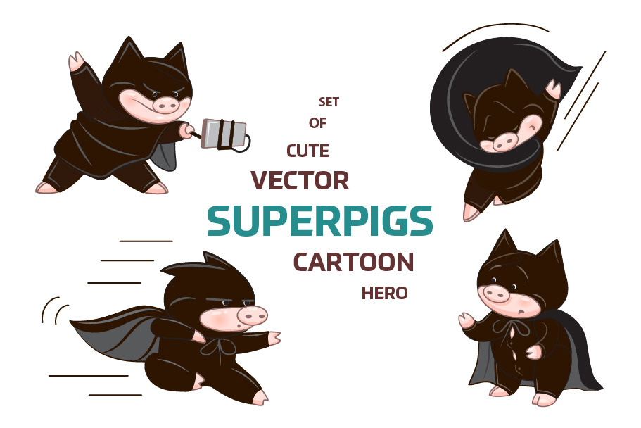 Superpig - Super Hero, an Illustration by Tretana