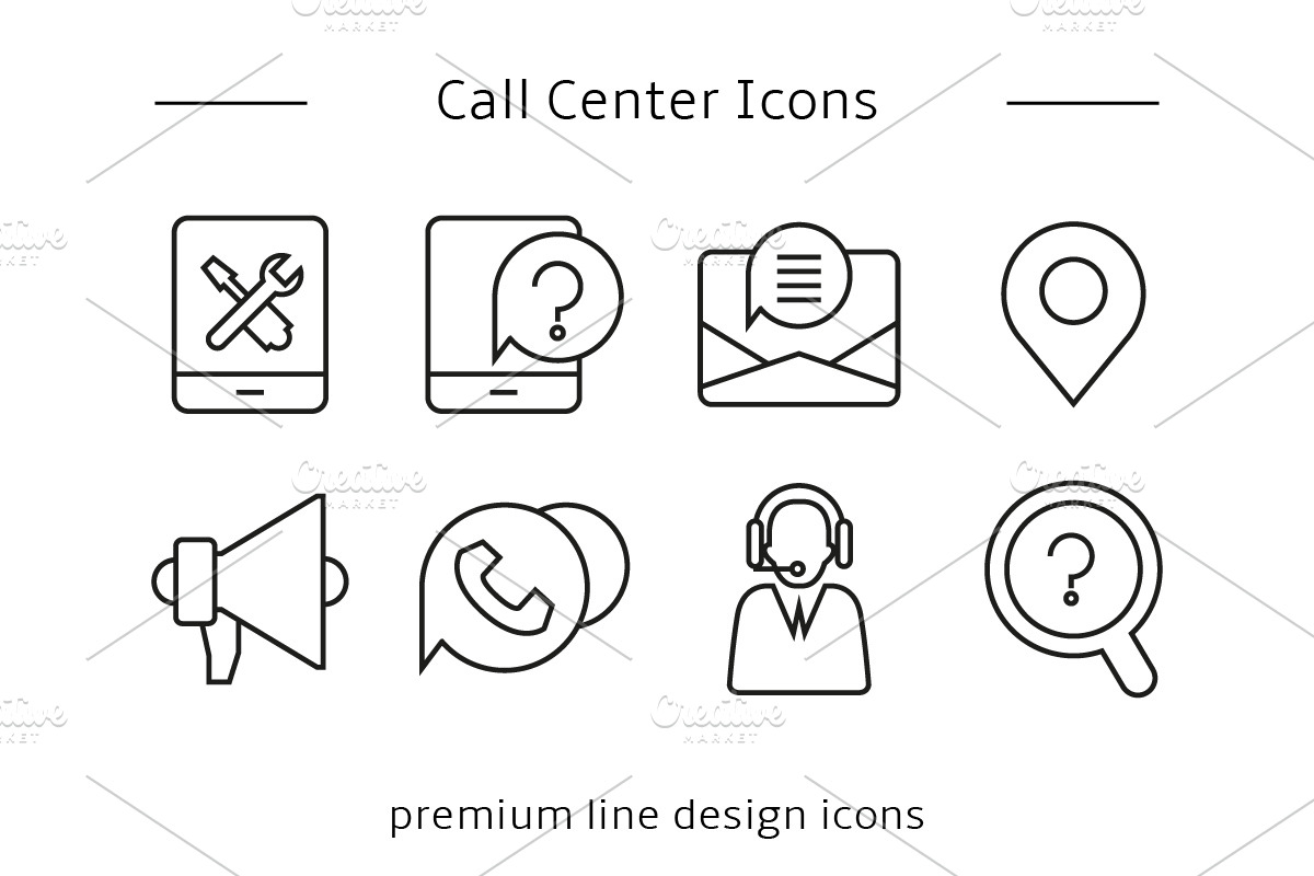 Call Center & Contact Icons, an Outline Icon by Designfour | Creative ...