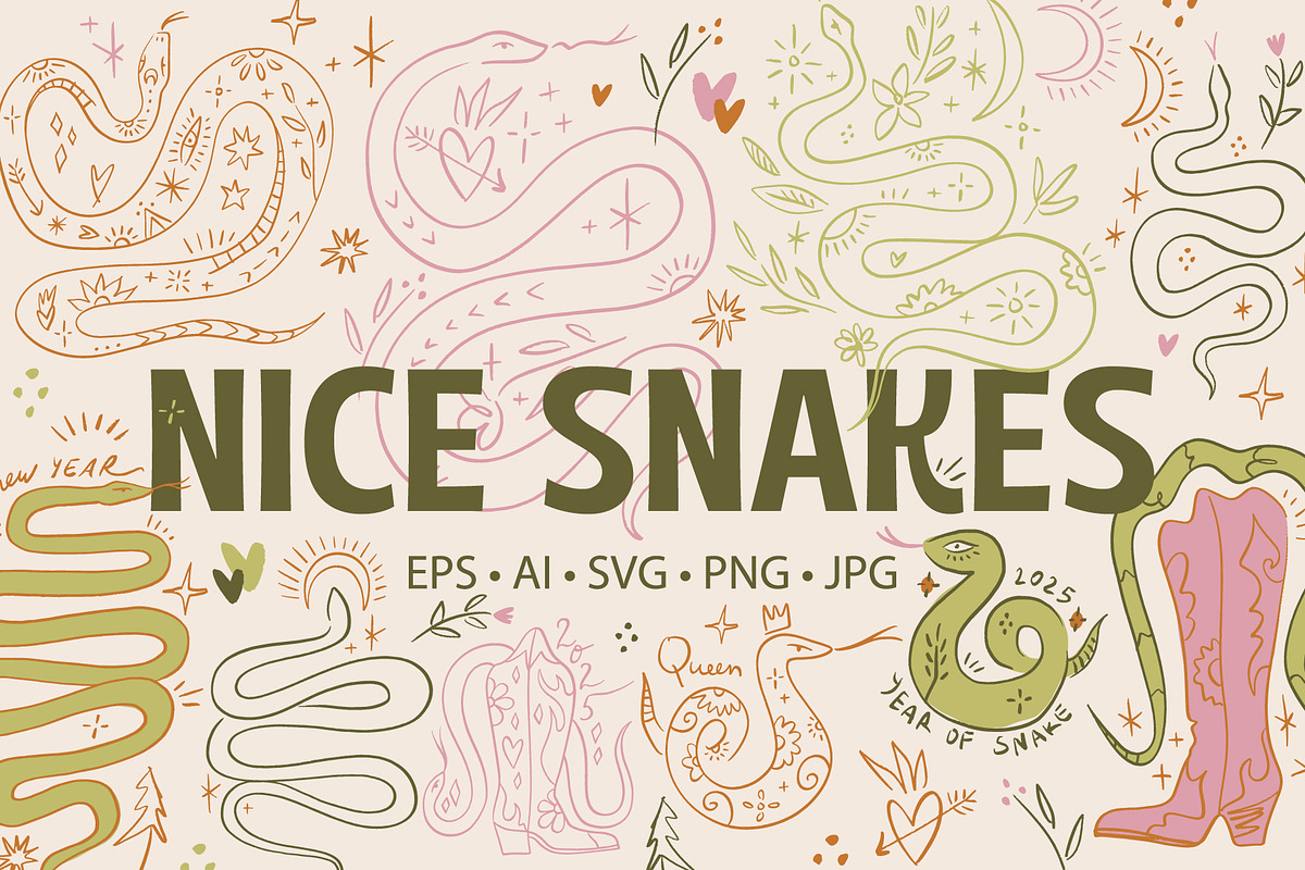 Nice Snakes Bundle, an Animal Illustration by Annie Konst