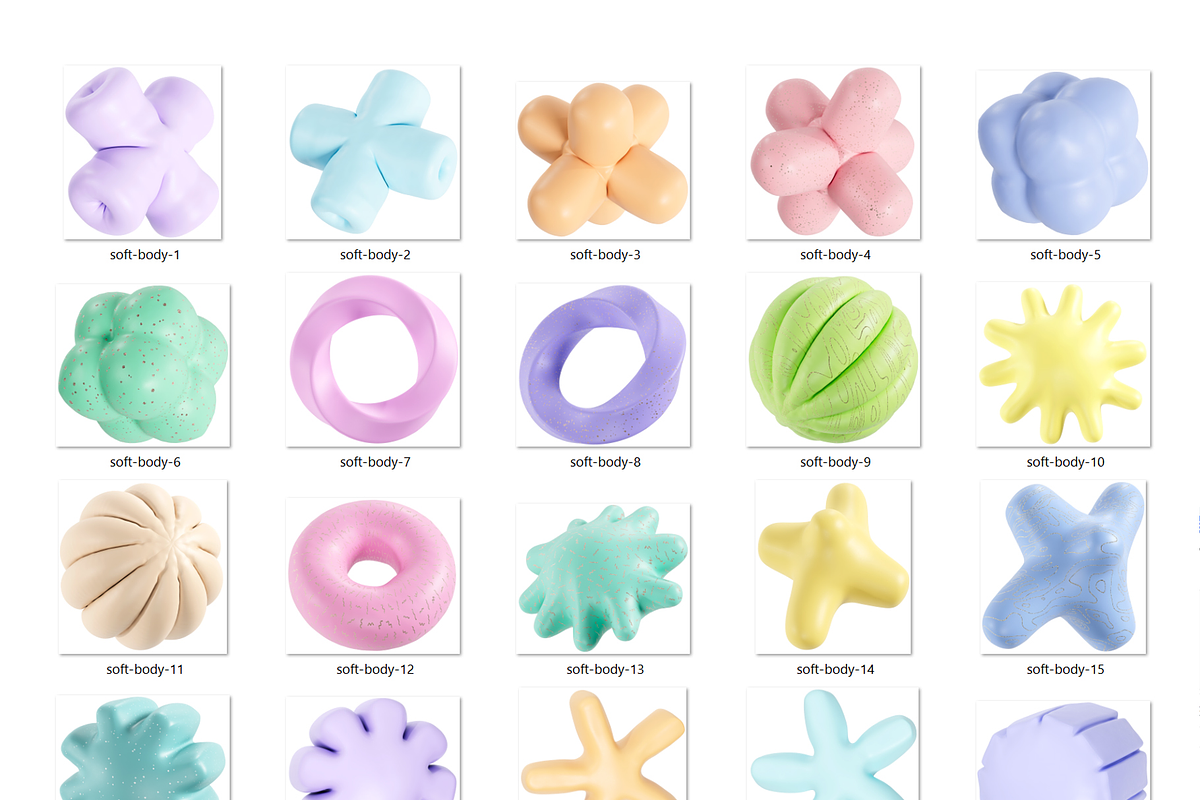 Soft Body 3D Abstract Shapes PNG, a Graphic by LarysaZabrotskaya