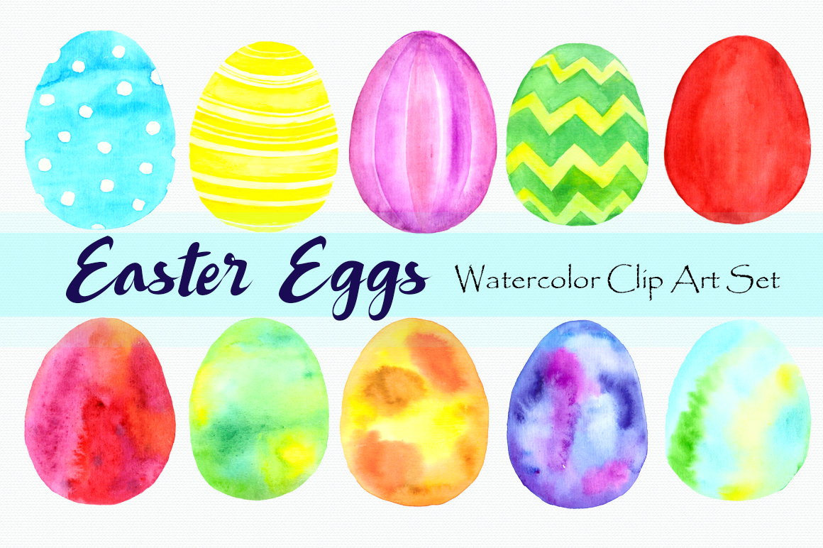 Watercolor Easter Eggs Clip Art Set, an Object Graphic by Tati Bordiu
