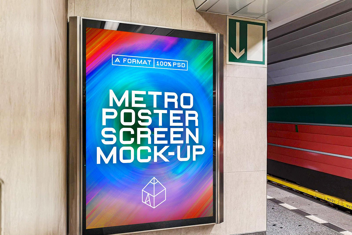 Metro Underground Ad Screen MockUp 3, an Advertising Mockup by Graphic ...