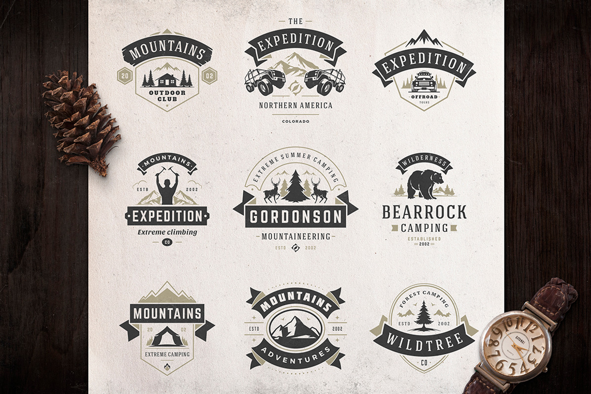 50 Outdoor logos and badges, a Branding & Logo Template by Vasya ...
