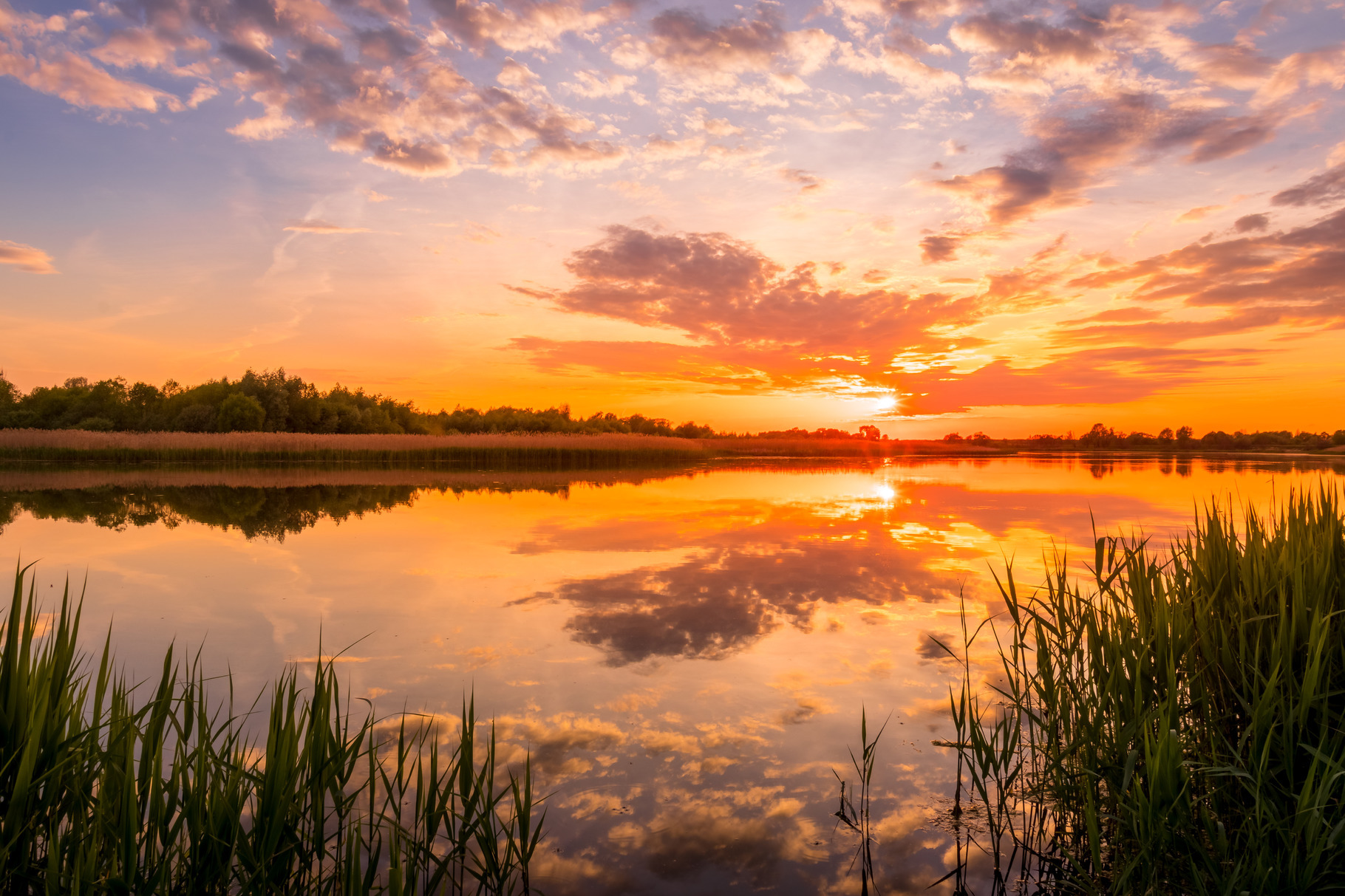 Sunset above the lake featuring sunset, river, and pond, a Nature Photo ...