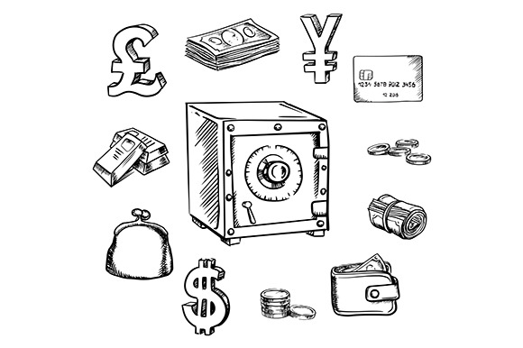 Money, currency and finance sketch, a Graphic by Vector Tradition