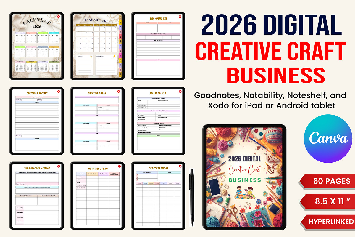 2026 All-in-One Digital Planner Bund, a Stationery Template by Designmela01