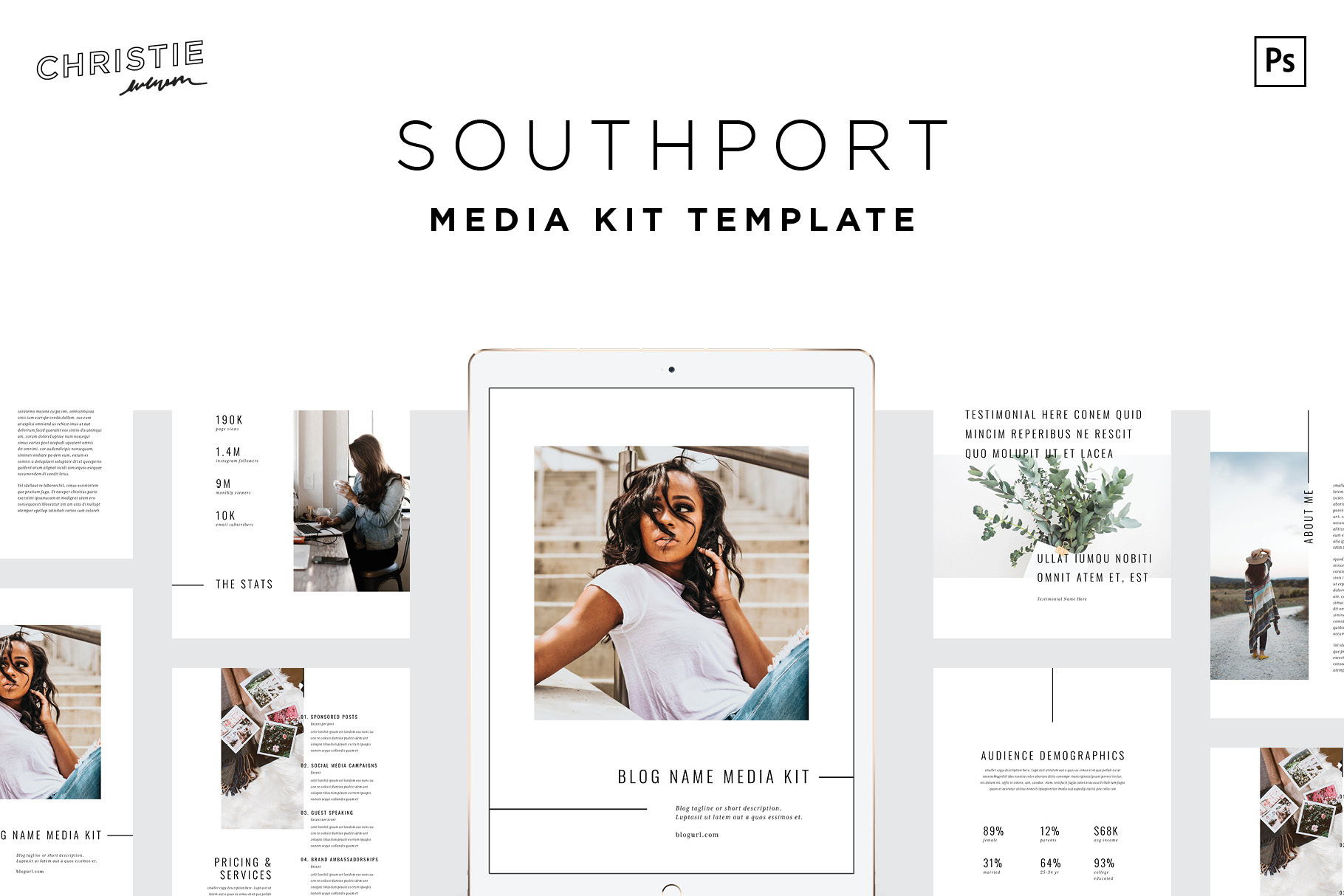 Southport Media Kit Template (PSD), a Resume Template by Christie Evenson