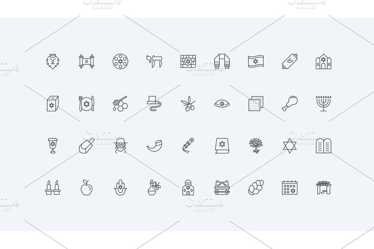 Judaism jewish holidays icons, an Object Illustration by Lemberg Vector