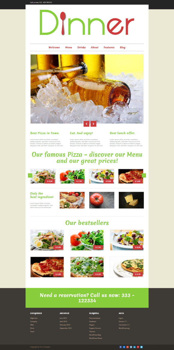 Dinner - Responsive Restaurant Theme, a WordPress Template by 7Theme ...