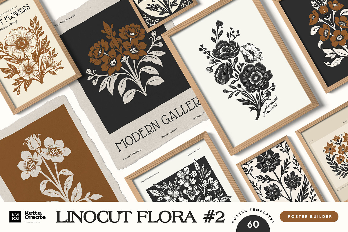 Linocut Flowers #2 | Poster Builder