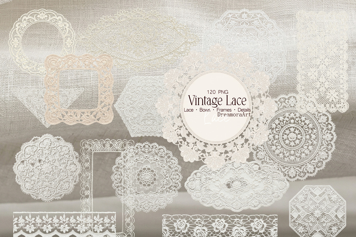 Lace, Bows & Doilies Vintage, an Object Graphic by DreamoraArt