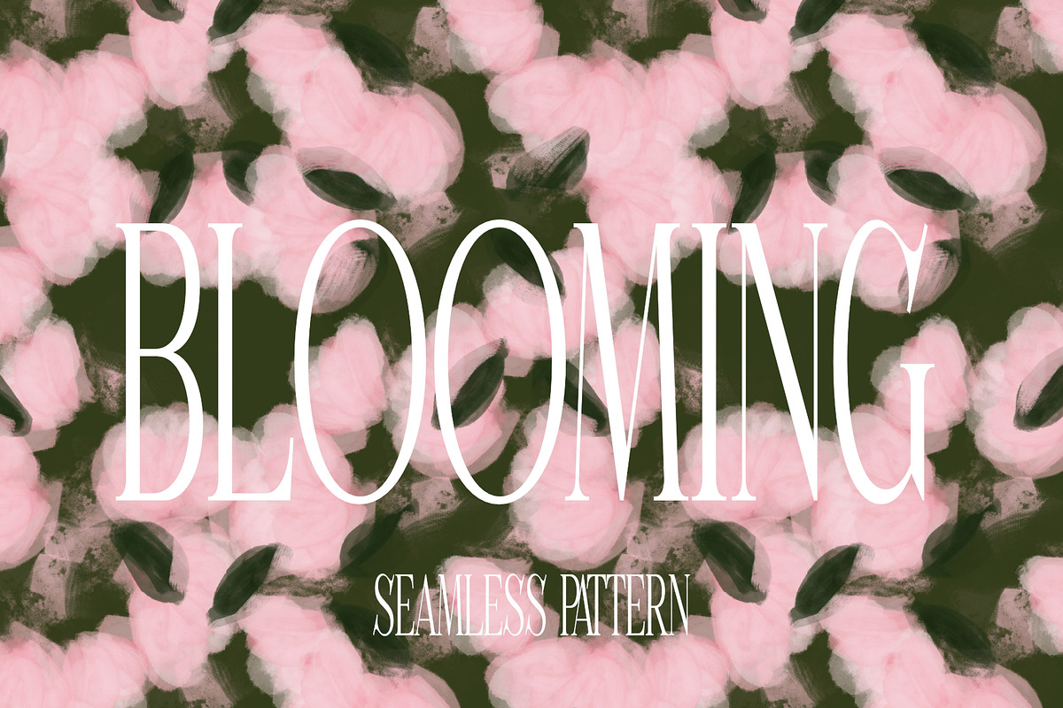 Abstract pink green spring blooms, a Pattern Graphic by Nocito Design