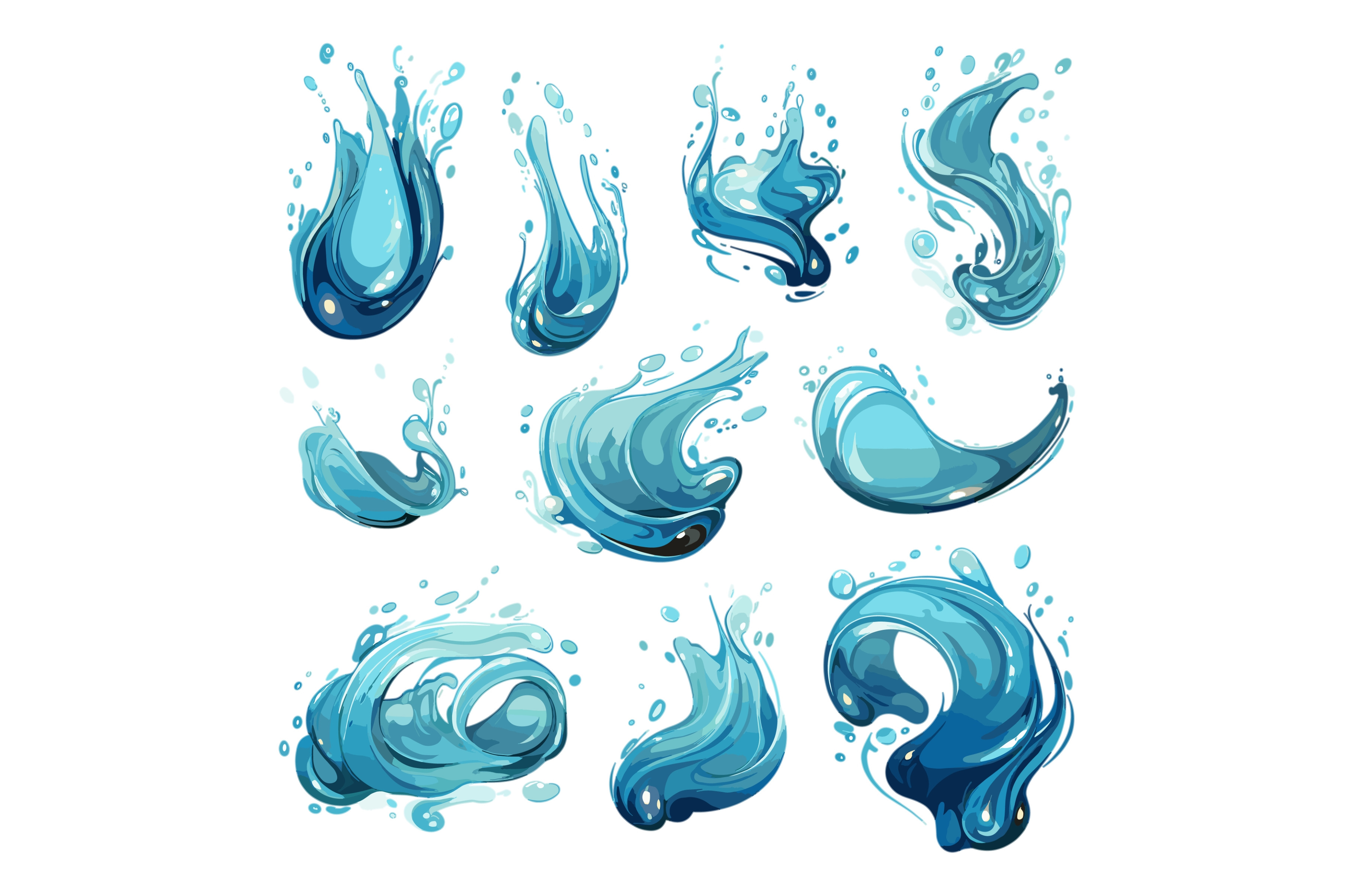Cartoon water splashes. Collection | Illustrations ~ Creative Market