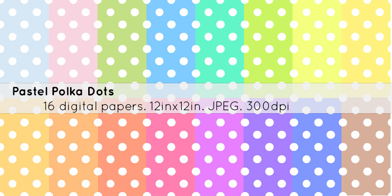 16 pastel polka dots digital paper | Graphic Patterns ~ Creative Market