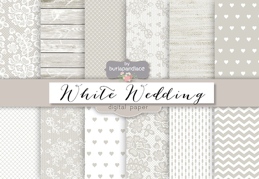 White rustic wedding digital paper | Graphic Patterns ~ Creative Market