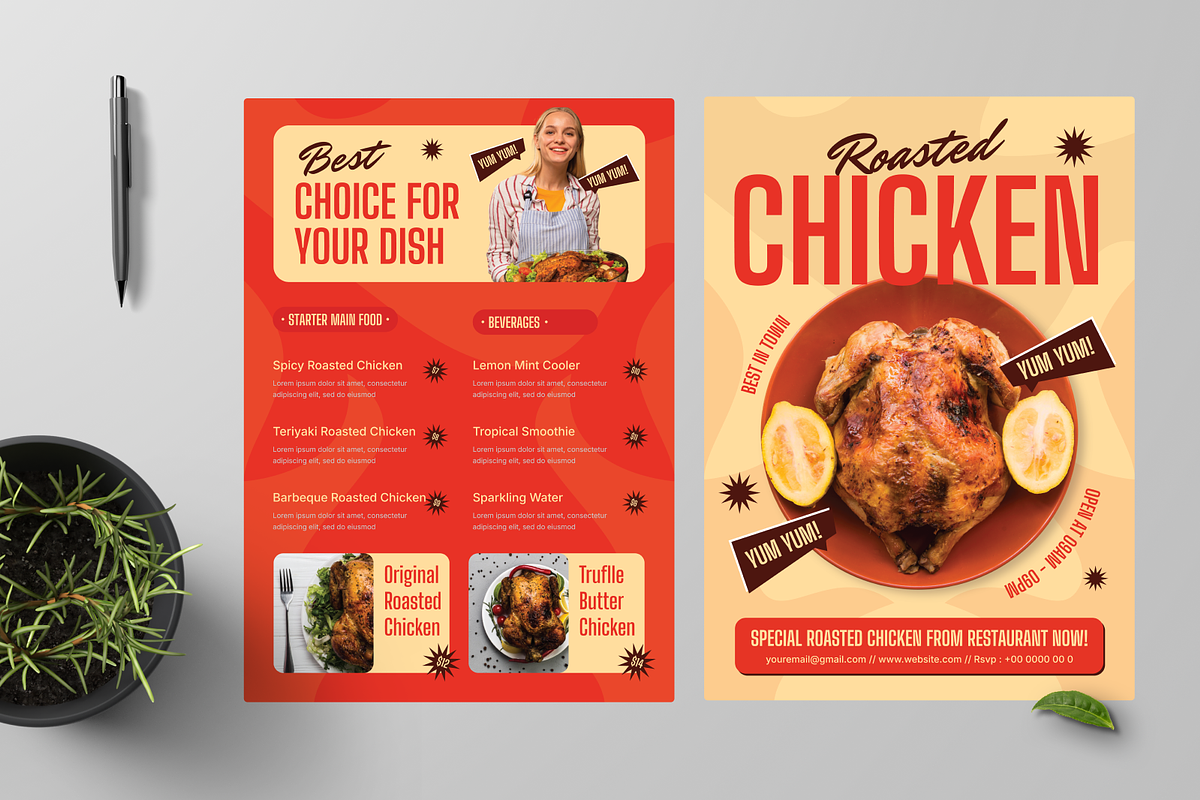 Roasted Chicken Menu, a Flyer Template by Annora Studio